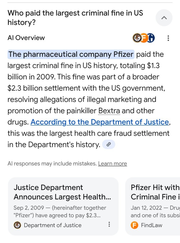 Pfizer Has Paid the Largest Criminal Fine in US History — Greg Wyatt ...